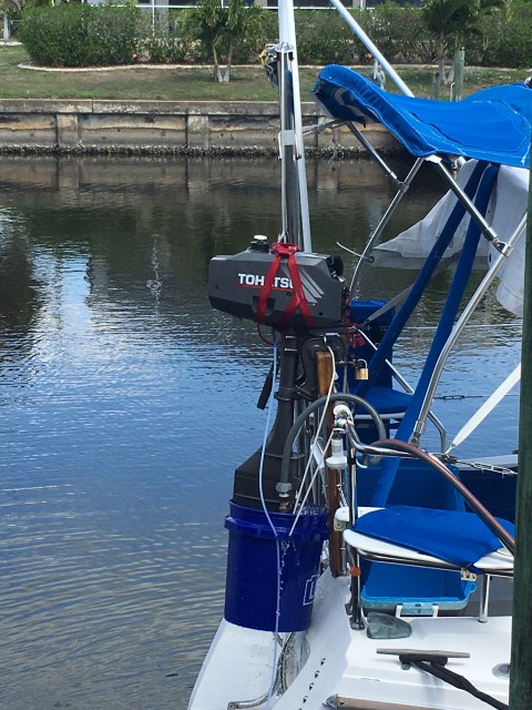Anyone ever mount a dinghy outboard motor on a stern rail mounting ...